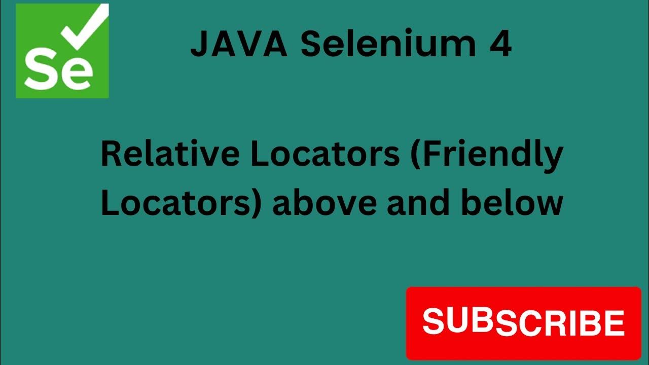 Relative locator below and above using selenium || Java Selenium 4 - YouTube