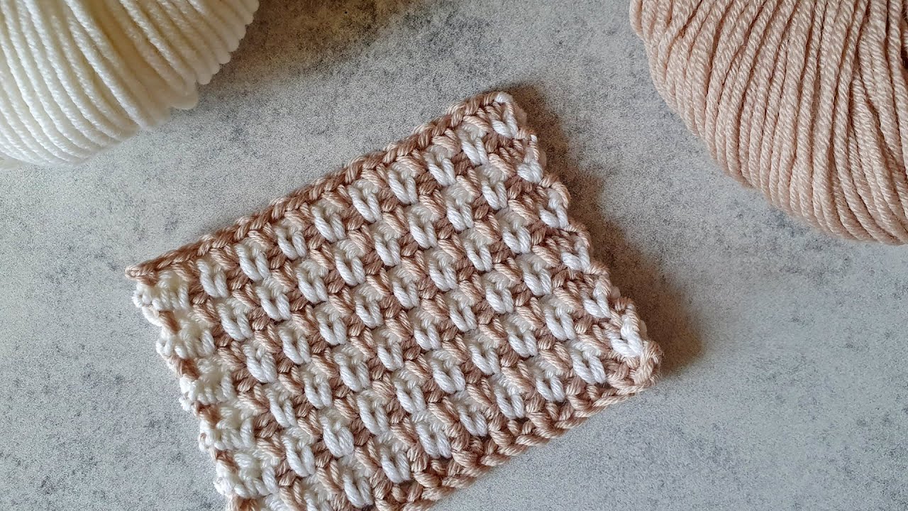 Only one row! Very simple crochet stitch! Wonderful two-color crochet ...