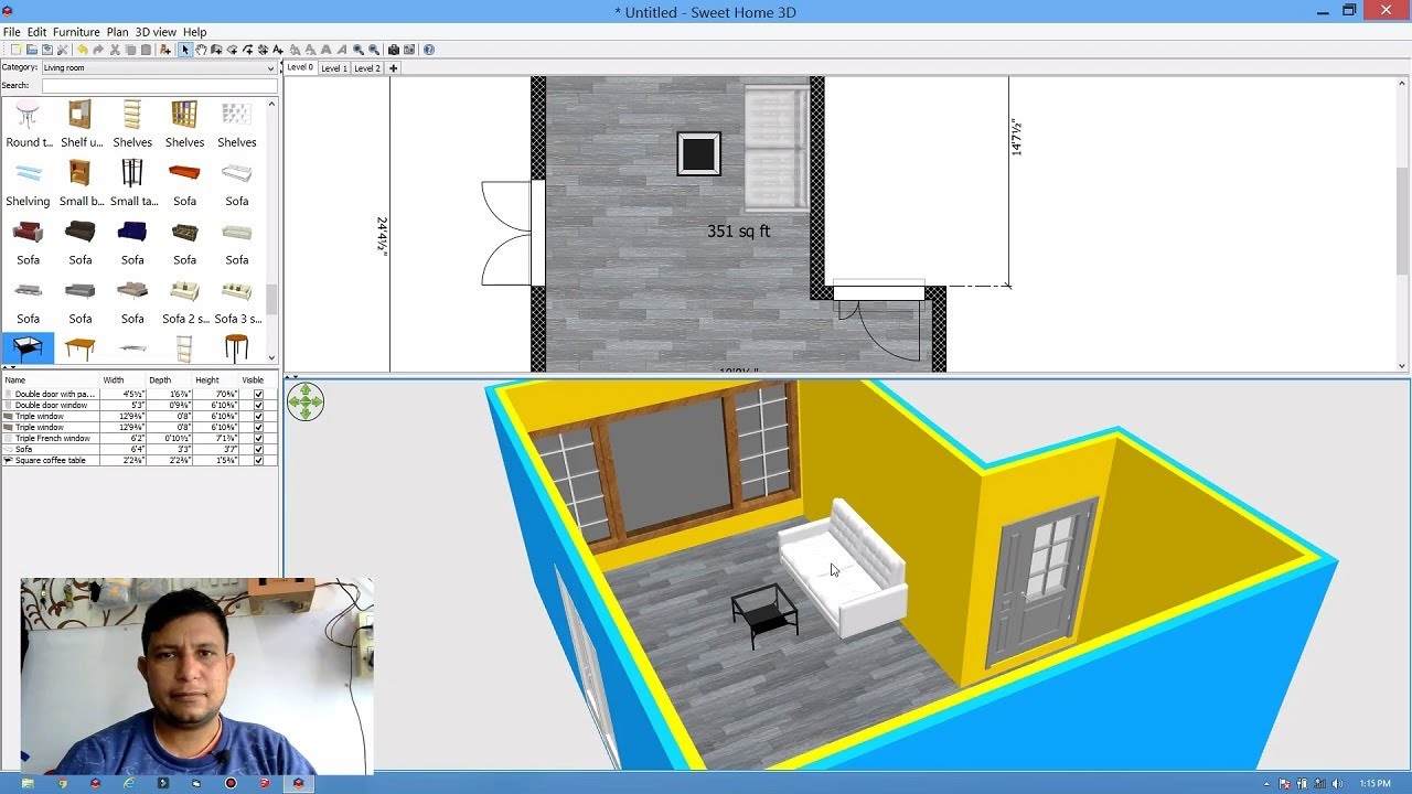 Sweet Home 3D Basic Tutorial in Hindi Complete A to Z - YouTube