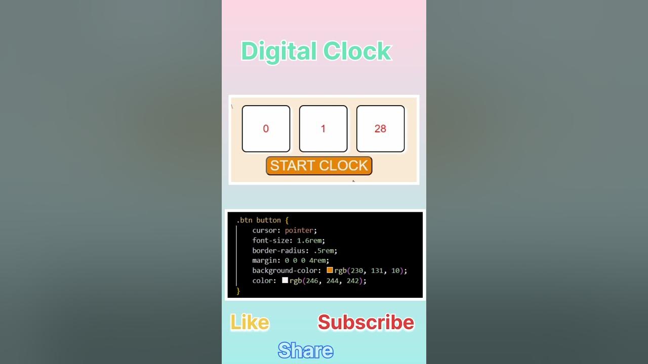 Digital Clock #shortsvideo #short #webdevelopment - YouTube