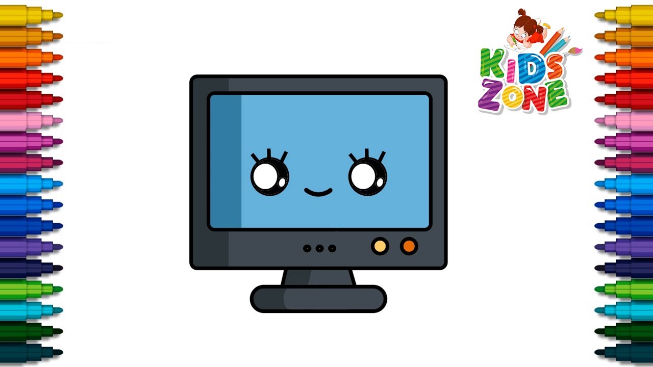 How to Draw Cute TV - Cute TV drawing - Easy Kids Drawings - Easy step ...