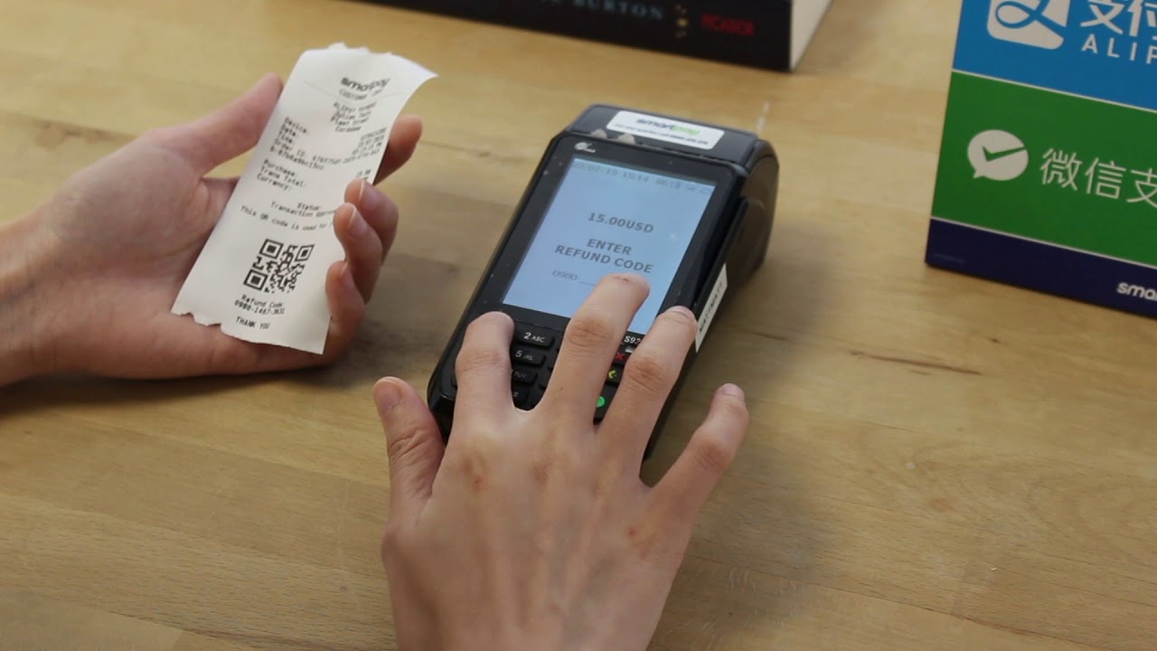 Smartpay Alipay QR Refund Process on a standalone EFTPOS terminal - YouTube