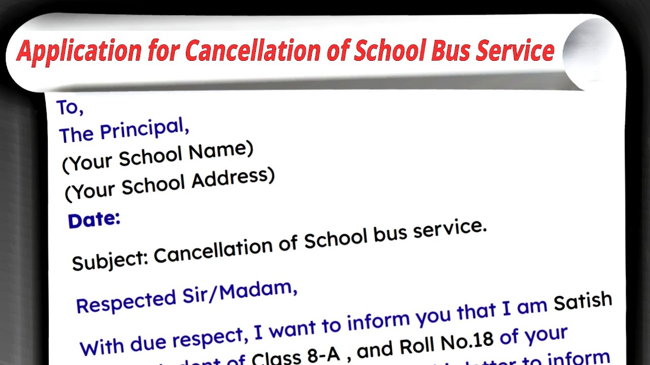 Application for cancellation of school bus service | Application for ...