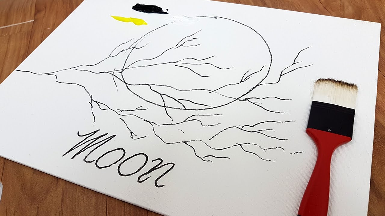 Abstract Moon Painting | Acrylic Painting Step by Step | Day #04 - YouTube