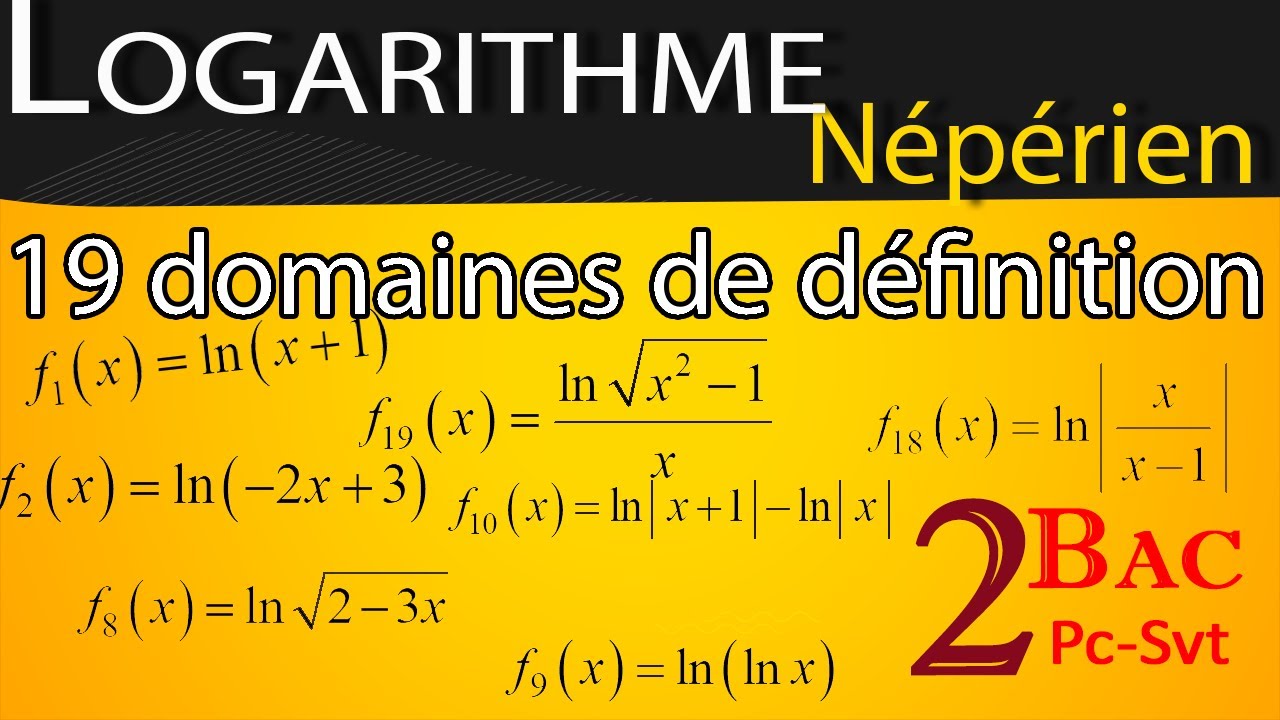 Fonction logarithme népérien 19 domaines de définition - YouTube