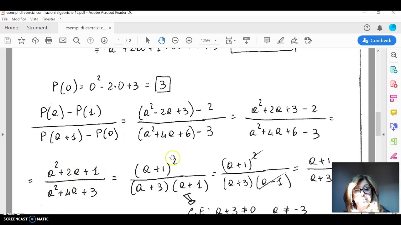 Esercizi sulle frazioni algebriche 1L - YouTube