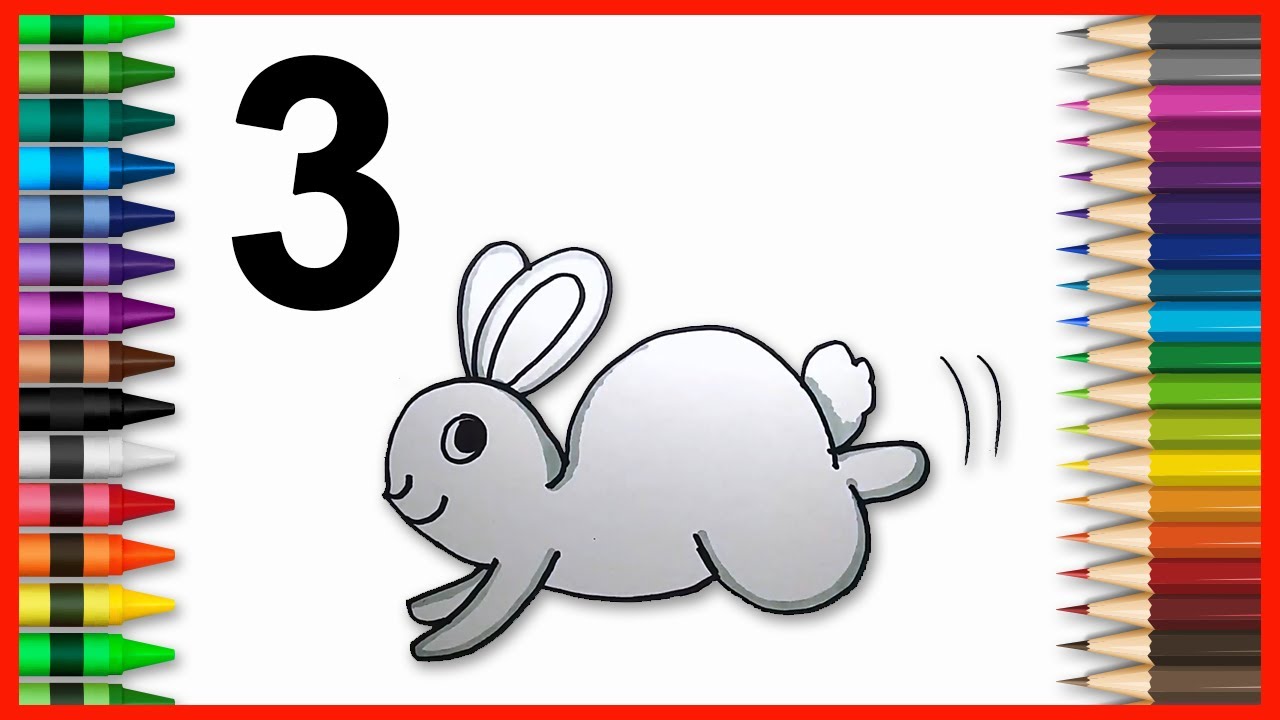 How To Draw a RABBIT Step by Step Easy Using Number 3 - Cara Menggambar ...