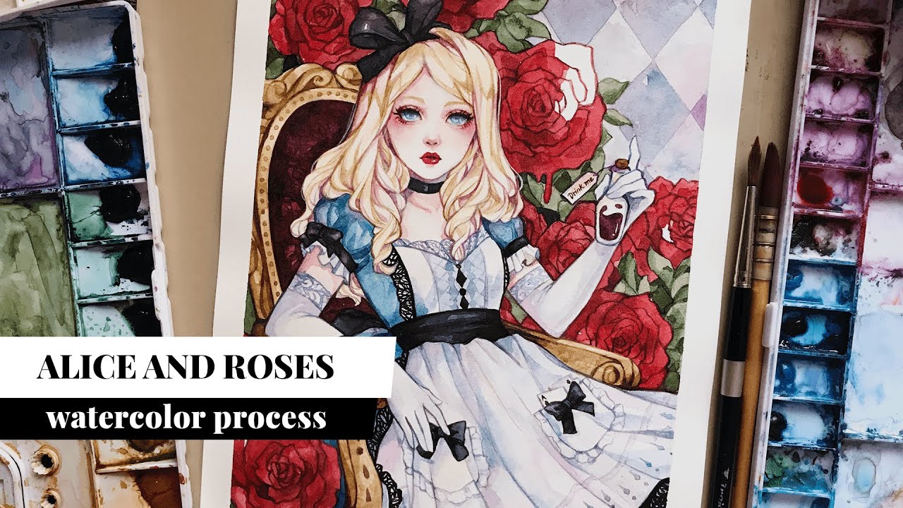 Alice and Roses | Watercolor Process - YouTube