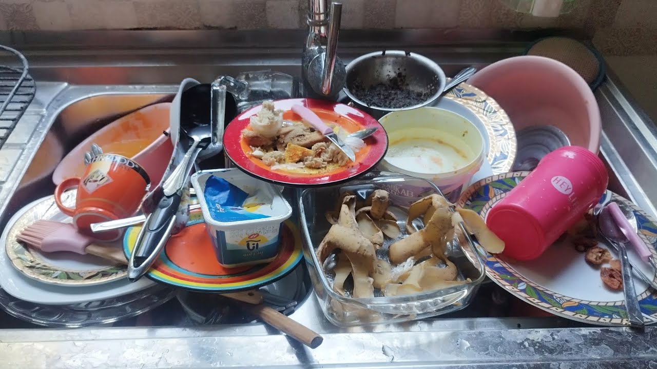 Dishwashing in a messy sink — raw, real, and satisfying. - YouTube