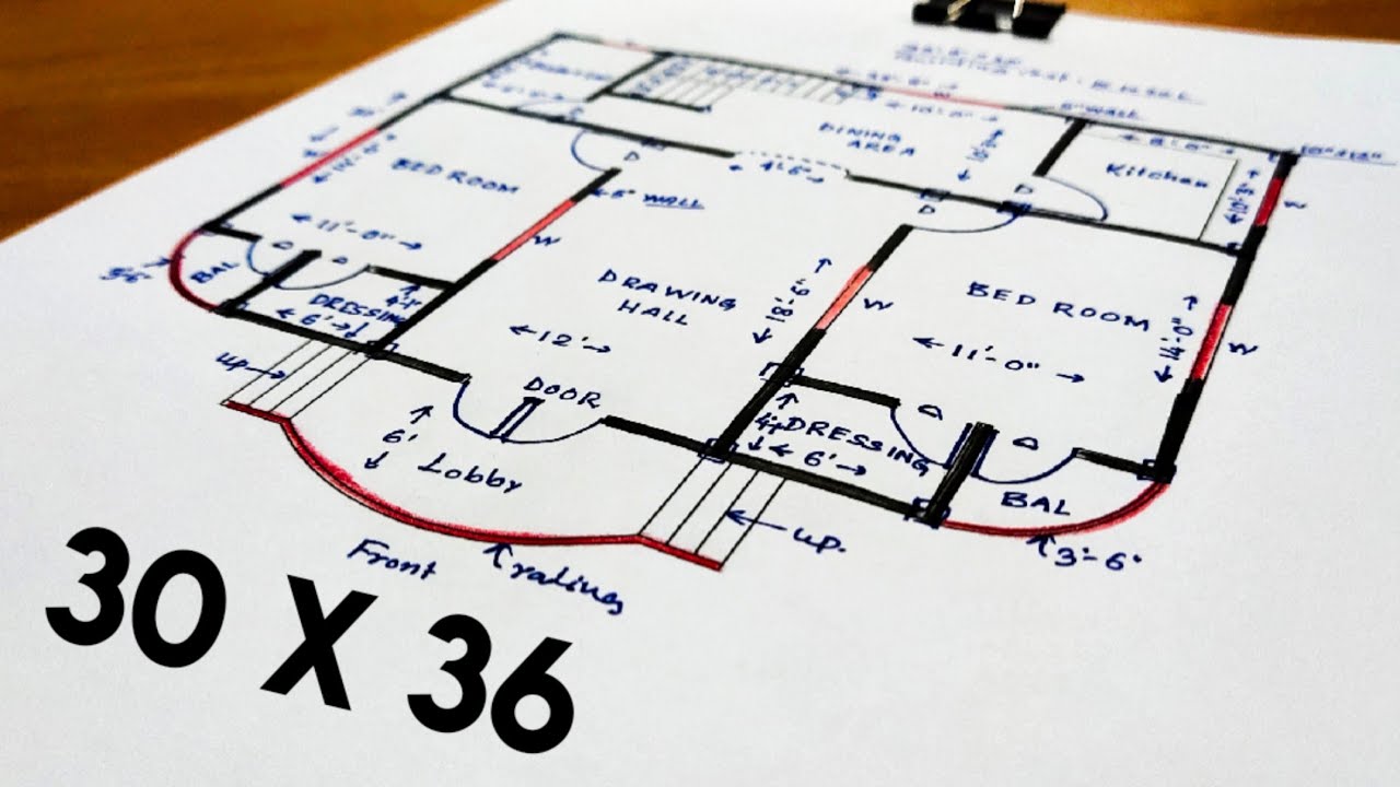 30 x 36 sqft house plan II 30x36 GHAR KA NAKSHA II 30*36 HOUSE DESIGN ...