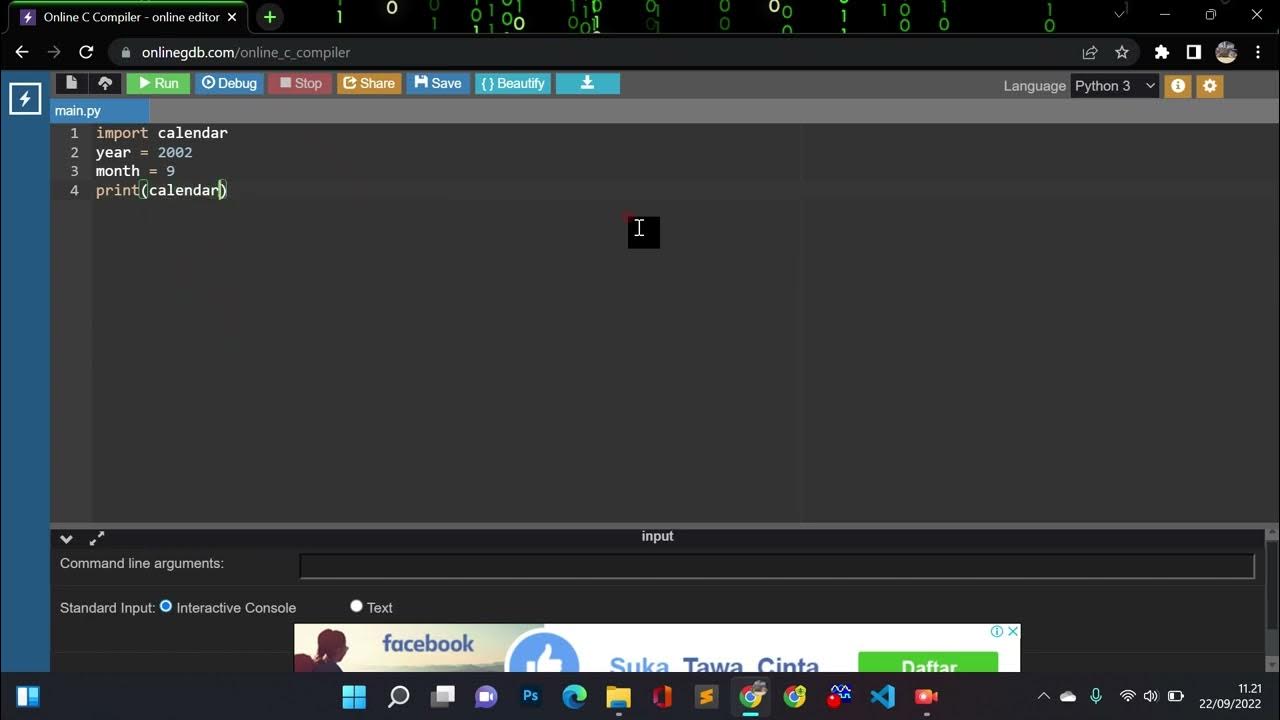 cara menampilkan calendar dengan python - YouTube