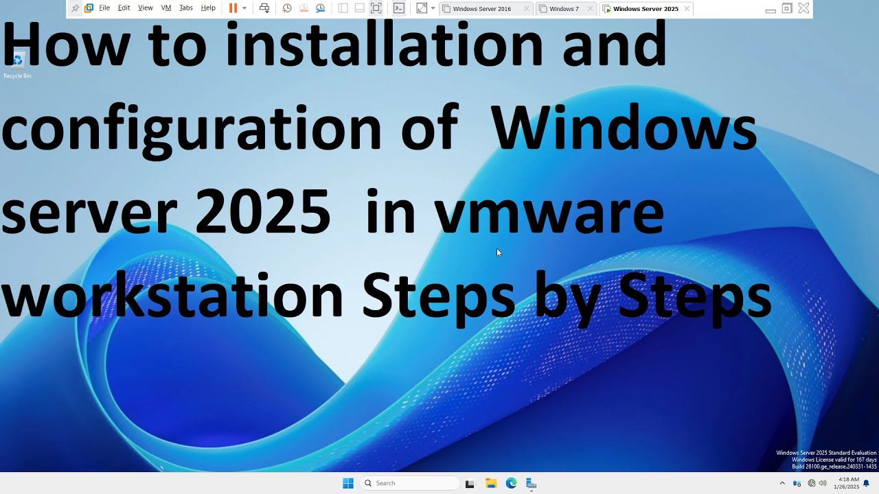 How to installation and configuration of Windows server 2025 in vmware workstation Steps by ...