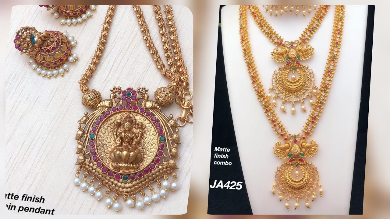 Matte Chain pendant Sets,Pearl Chain Sets With Prices 197 - YouTube