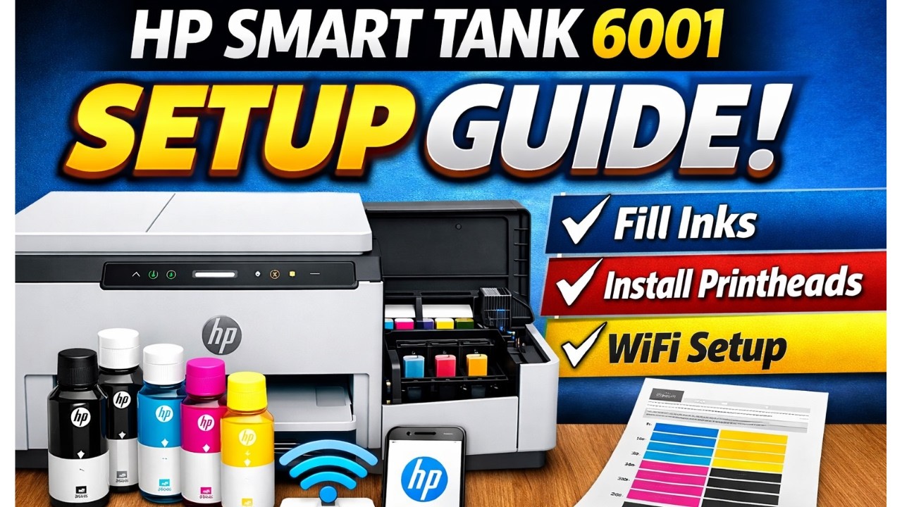 How to Setup HP Smart Tank 6001 Printer | Full Installation Guide - YouTube