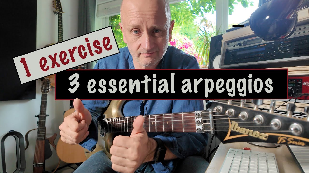 Guitar arpeggio exercise in A minor - all the basic 2 octave arpeggios ...