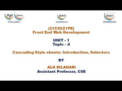 UNIT - 1_Cascading Style sheets - Introduction, Selectors - YouTube