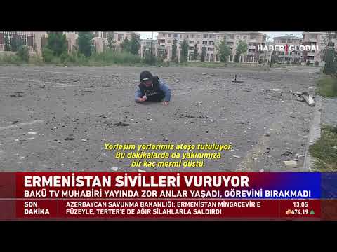 Ermenilerin Sivilleri Bombaladığı Kasabada Bakü TV Muhabirinin Zor Anları!