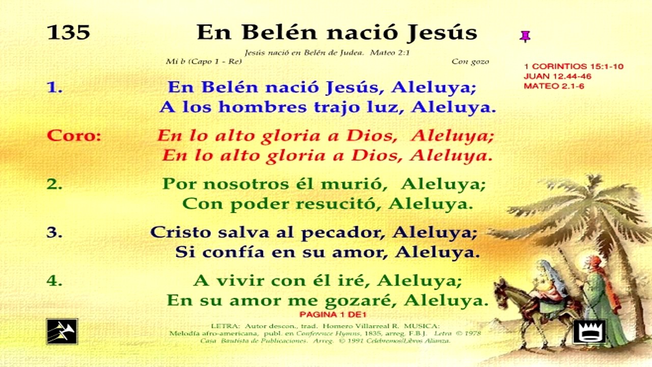 Himno 135 En Belén nació Jesús Video, pista y letra - YouTube
