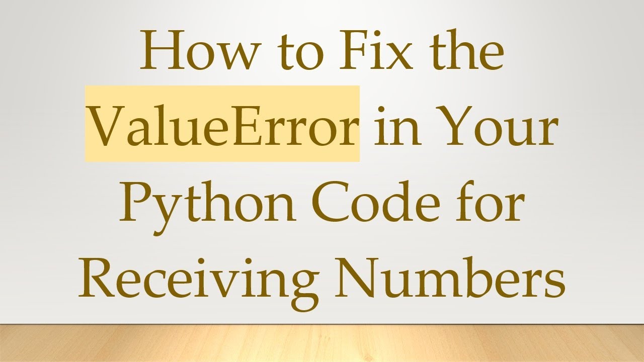 How to Fix the ValueError in Your Python Code for Receiving Numbers - YouTube