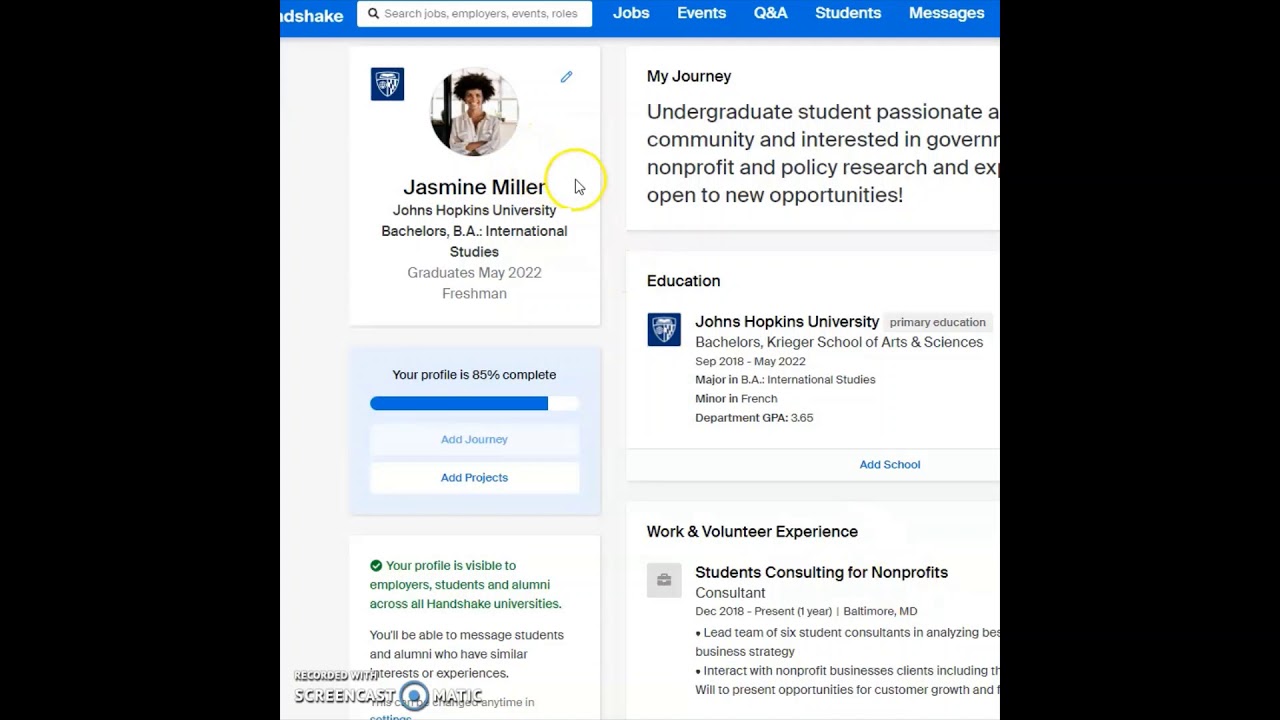 Completing Your Handshake Profile - YouTube