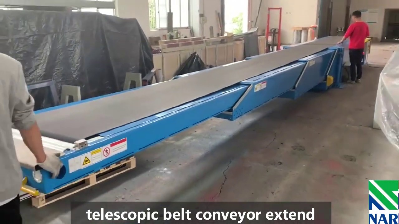 telescopic belt conveyor - YouTube