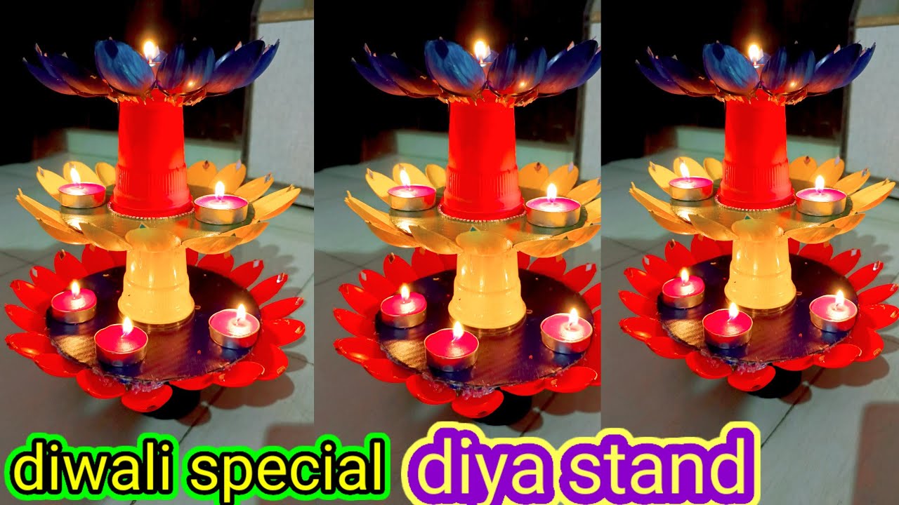Diwali Diya stand Making /Easy Plastic Spoon Diya Stand Craft Idea # ...