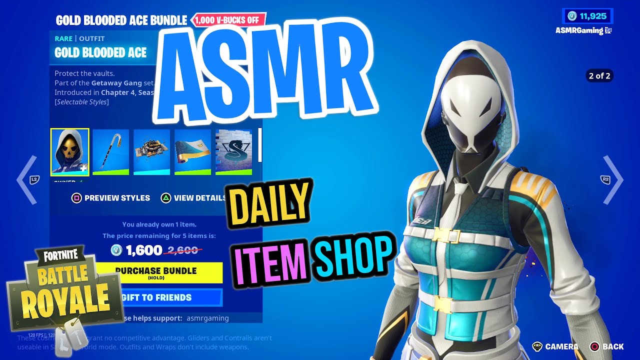 ASMR Fortnite NEW Gold Blooded Ace Skin Bundle! Daily Item Shop 🎮🎧 ...