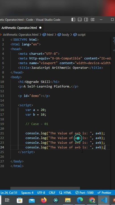 JavaScript Arithmetic Operators Code - Chapter 06 - Part 2-1 #javascript #coding #youtubeshorts ...