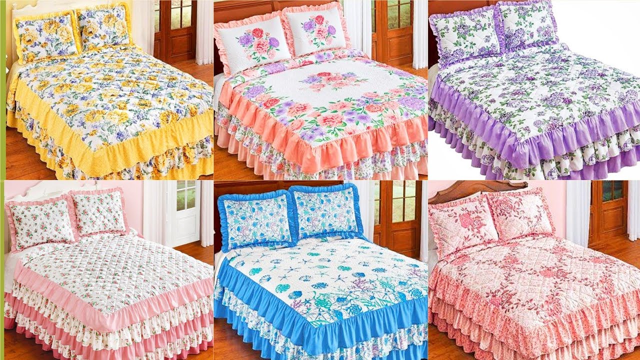 Latest 5 Tier Luxurious Rosebud Ruffled Bedspread Bedsheets Design ...