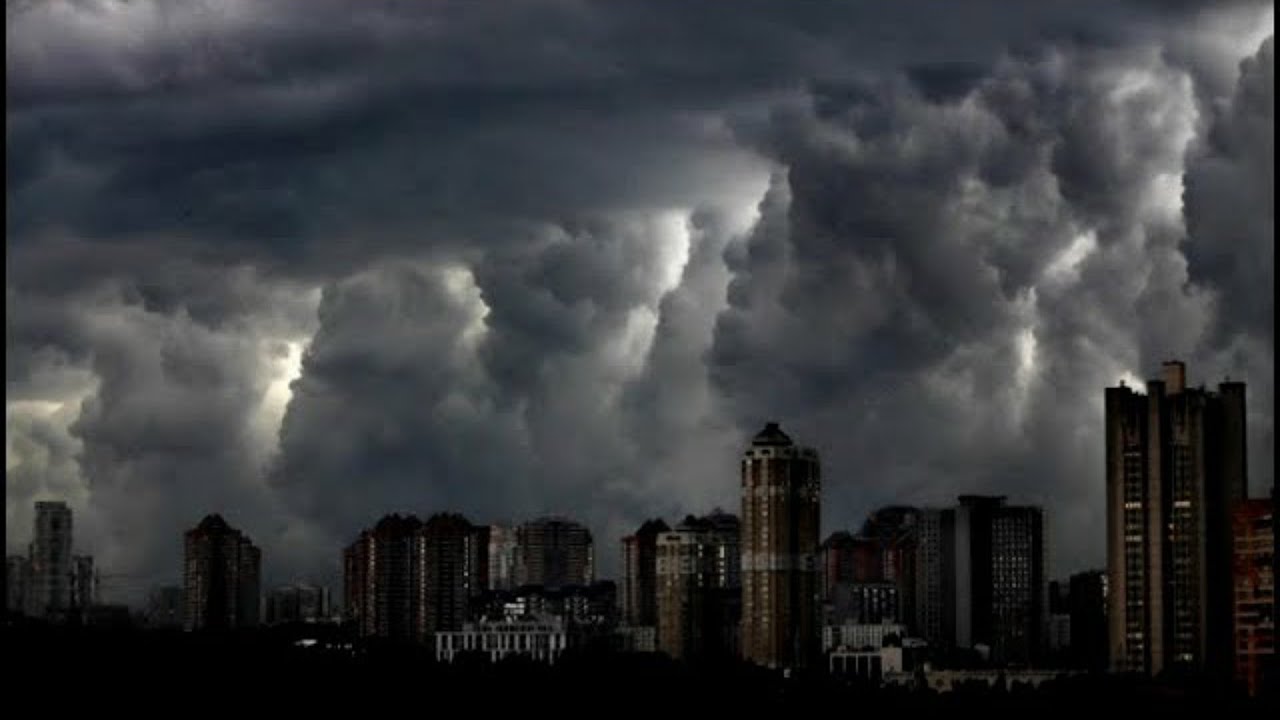 Scary Dark Storm in the Sky of Ukraine!⚠️⚡️⚡️ Terrible Thunderstorm ...