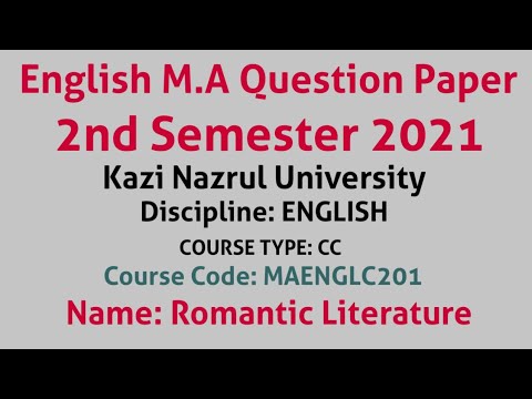 Question Paper 2021 English M.A Kazi Nazrul University / Final KNU 2nd ...
