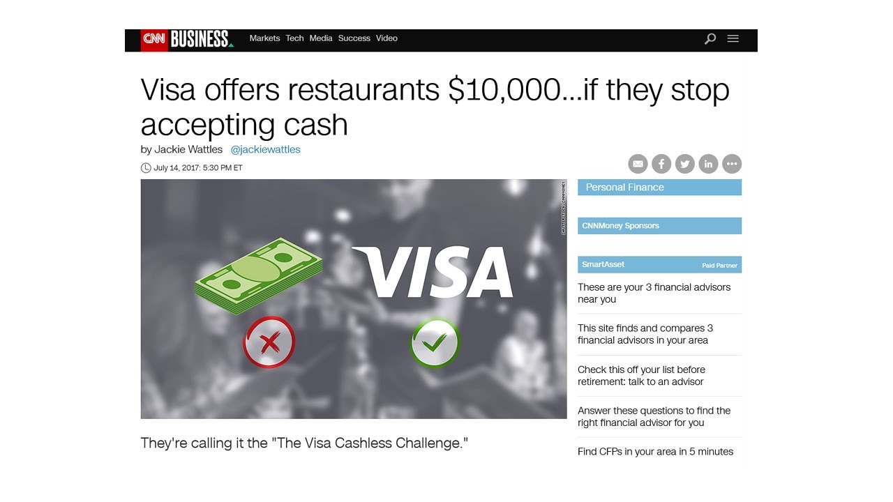 CNN Business - Visa offers restaurants $10,000 if they stop accepting ...