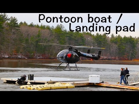 Helicopter pontoon boat helipad - YouTube