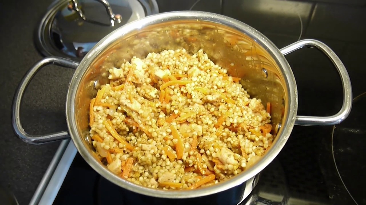 Buckwheat porridge with vegetables and meat (Kasha) (Russian: Grechka ...