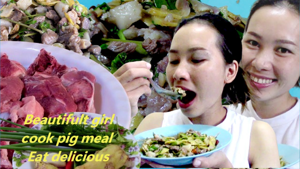 Cook Delicious Pig Meat Recipe _ Hmong Daily Life Beautiful Girl Cook ...