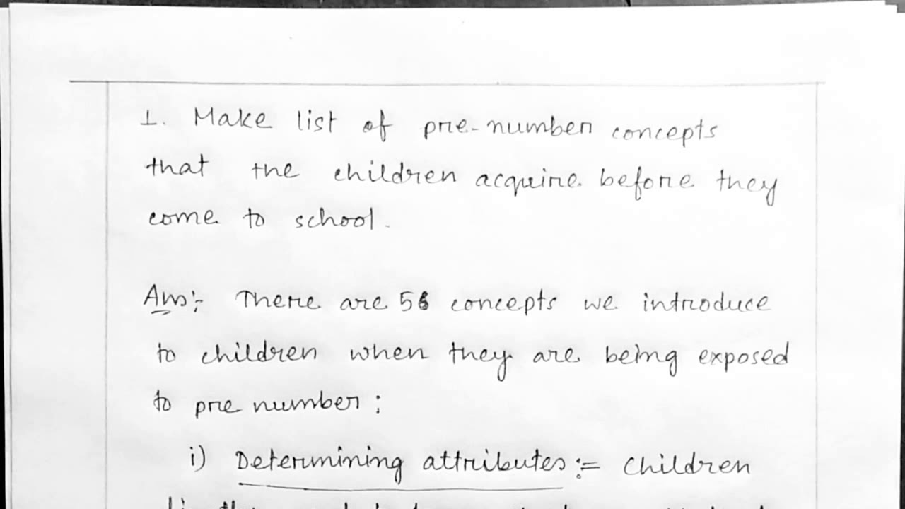 Make List Out Of Pre Number Concepts That The Children Acquire Before Make List Out Of Pre Number Concepts That The Children Acquire Before