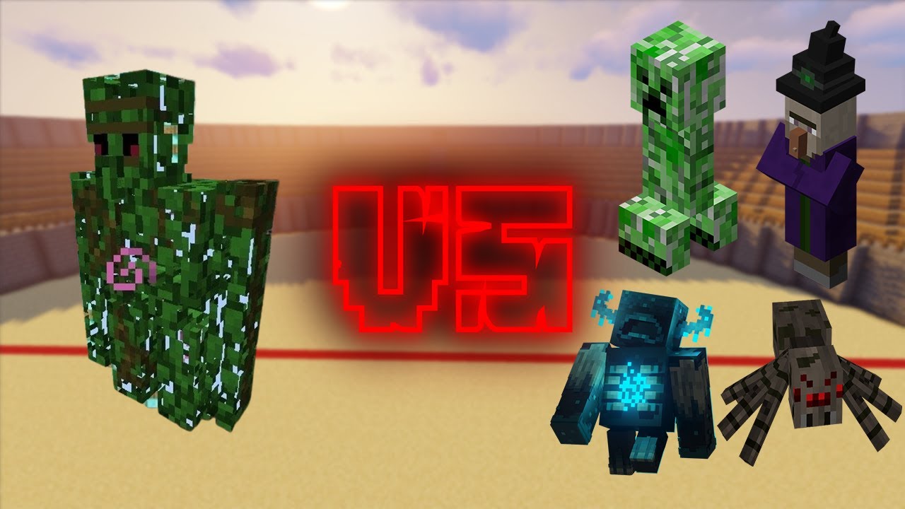 Leaf Golem vs 3x Spiders (10x Creeepers, 10x Witches, Warden) - YouTube