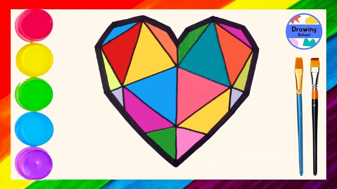 How to draw a geometrical heart 💓 | Drawing School | - YouTube