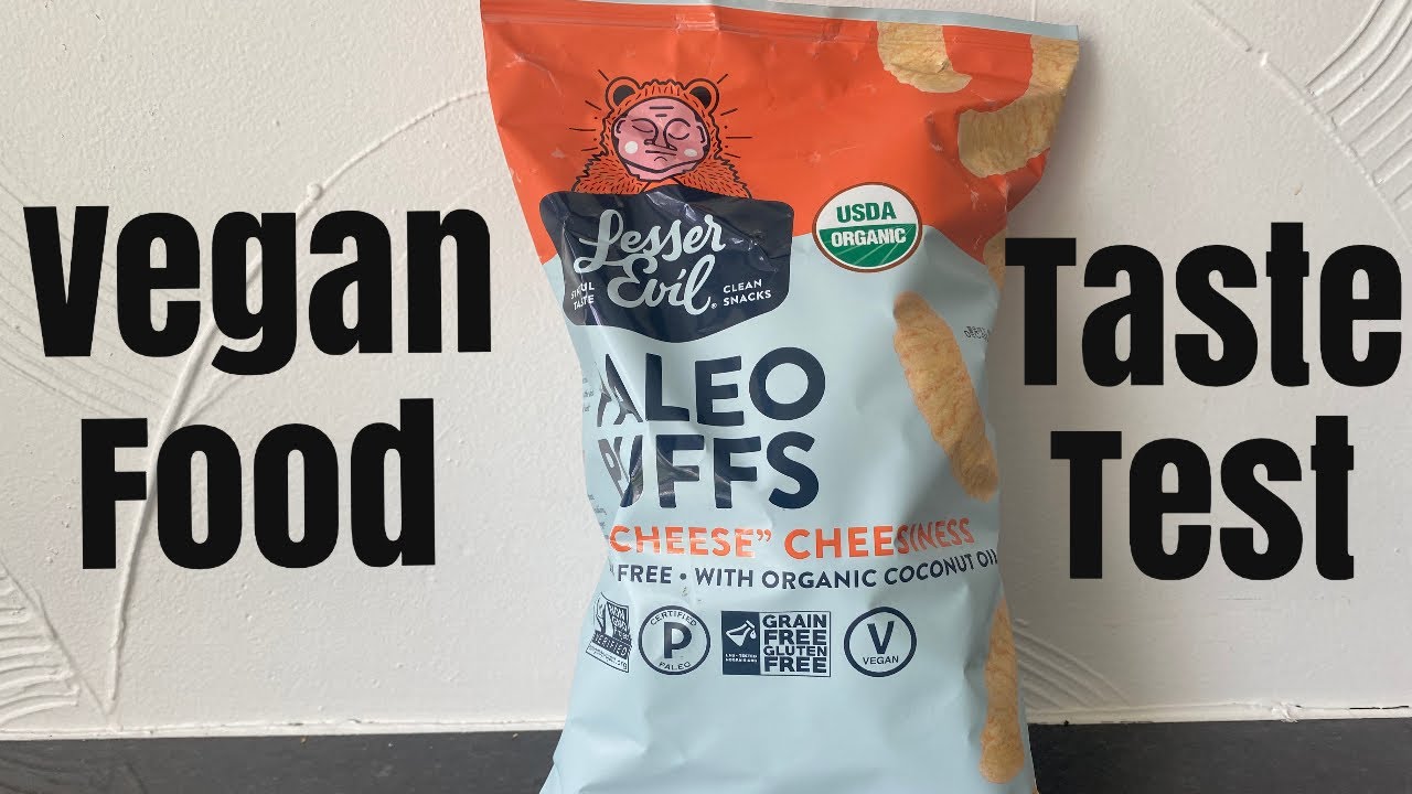 Vegan food taste test: Lesser Evil Paleo Puffs - YouTube