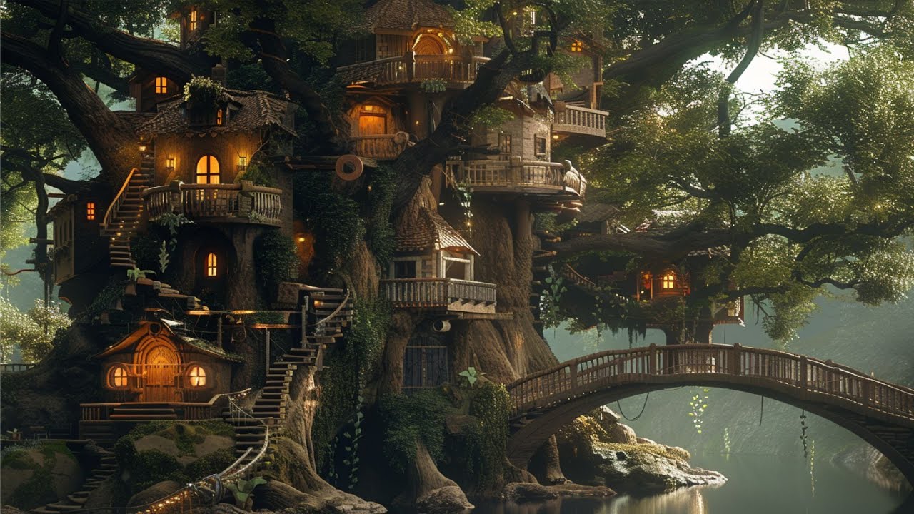 Good Celtic Music | Stunning Medieval Tree House | Relaxing Fantasy ...