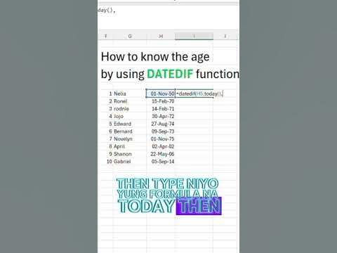 LEARN EXCEL| HOW TO CALCULATE THE AGE BY USING DATEDIF FUNCTION IN EXCEL. - YouTube