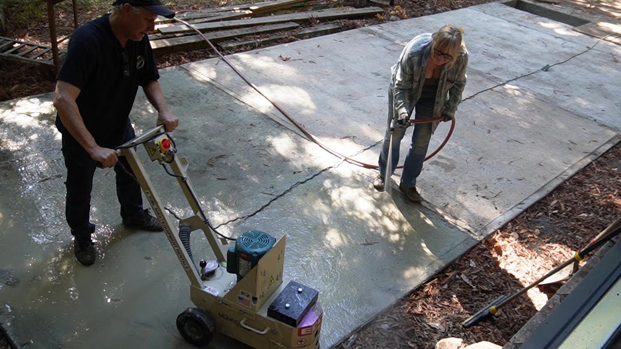 RV Slab Grinding to fix my pathetic concrete work. - YouTube