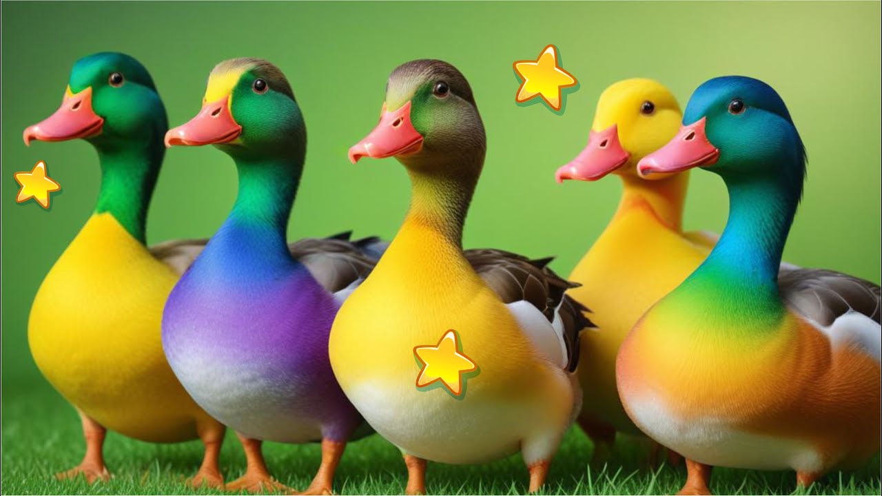 Bebek Adus Kali Warna-warni , Bebek Berenang Pink , 5 Ducks Swimming ...