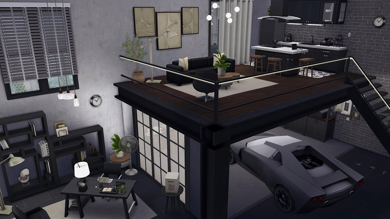 Modern Workshop and Loft • Restoration Workshop Kit • The Sims 4 • No ...
