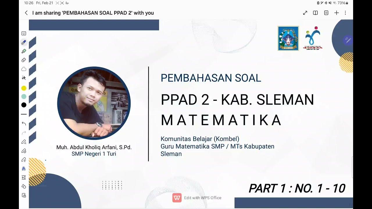 Part 1 - Pembahasan Soal Matematika PP-AD2 Sleman 2 - 2024/2025 - YouTube