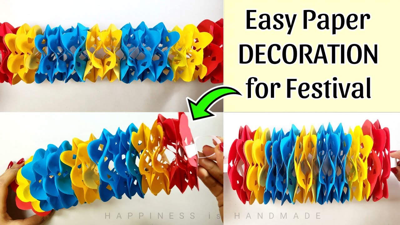 Paper Jhalar - Saraswati Puja Decoration || Paper Cutting for Saraswati ...