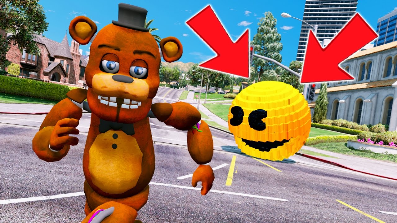 WITHERED FREDDY vs GIANT EVIL PACMAN! (GTA 5 Mods FNAF Funny Moments ...