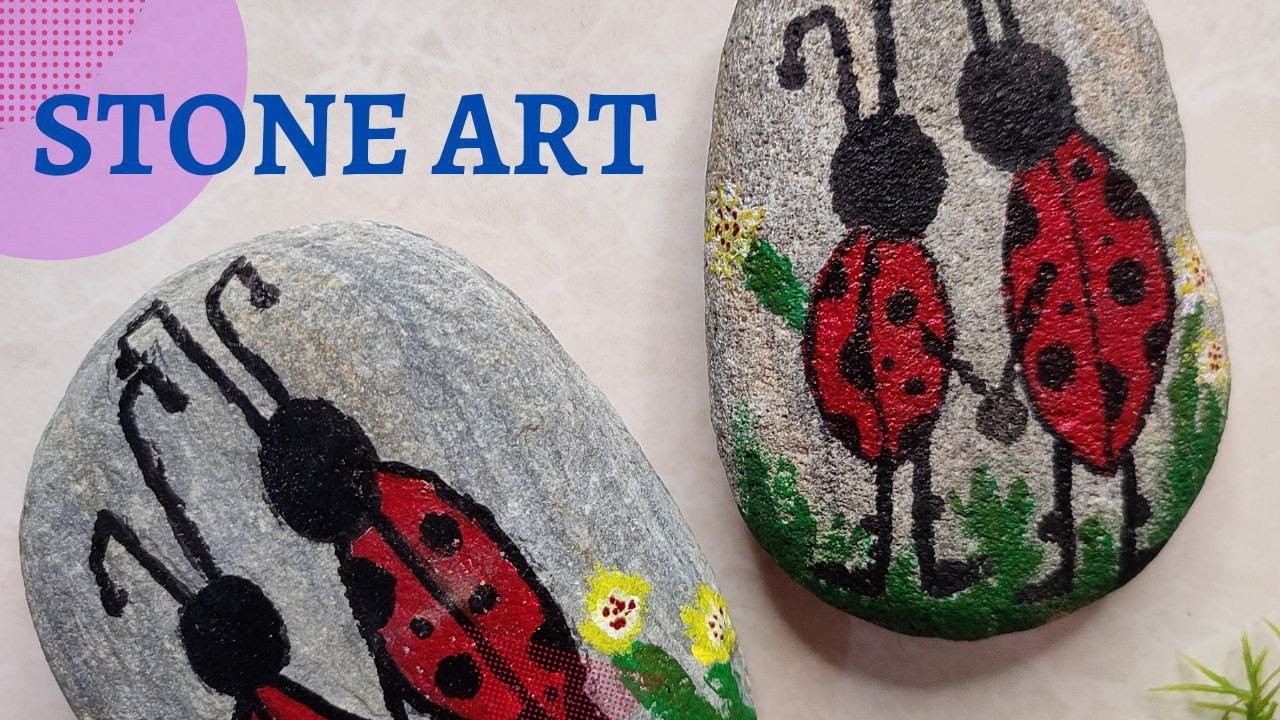 🍁Easy LadyBug & Bumblebee Painted Rocks for Beginners| 🏵️Acrylic Paint ...