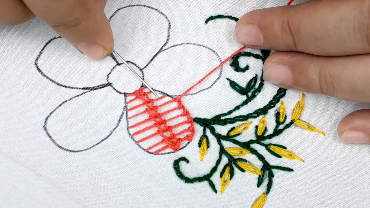 Fancy Flower Embroidery design || Hand embroidery fancy flower stitch ...