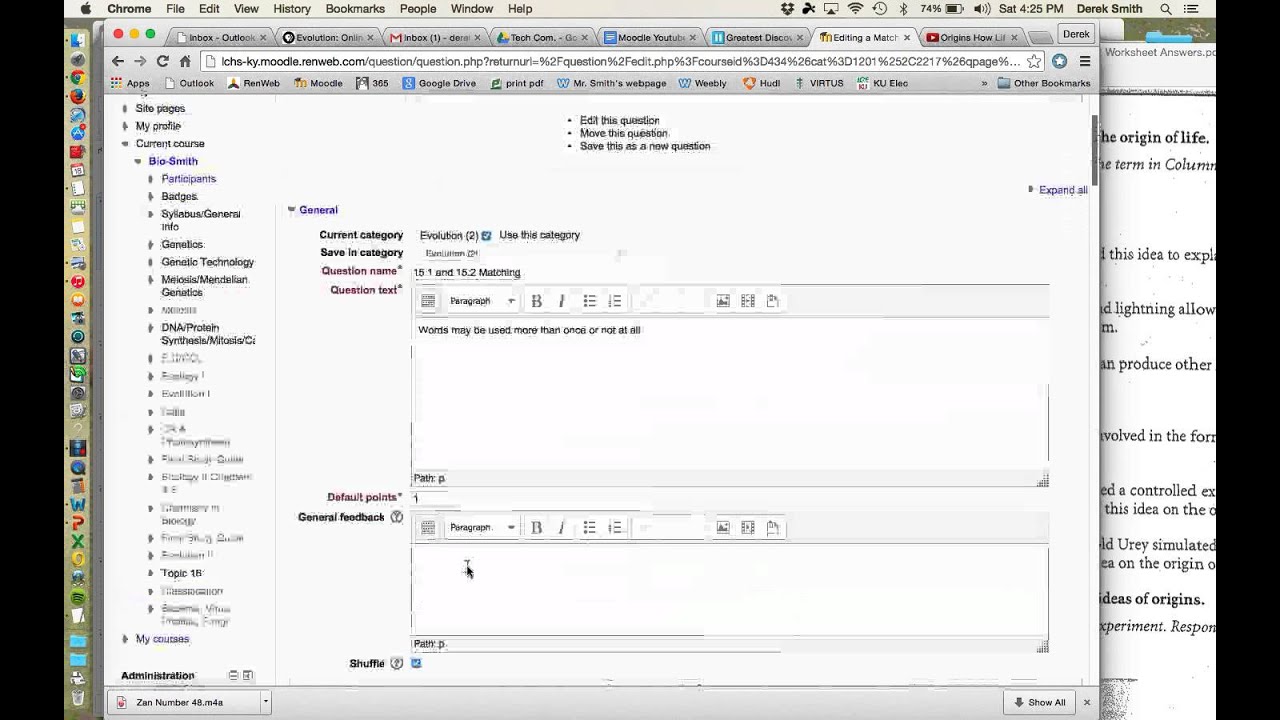 Moodle matching question intro - YouTube